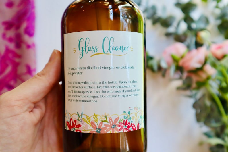 Natural Glass Cleaner Vinyl Sticker Bottle Label - Cleaning Label ...
