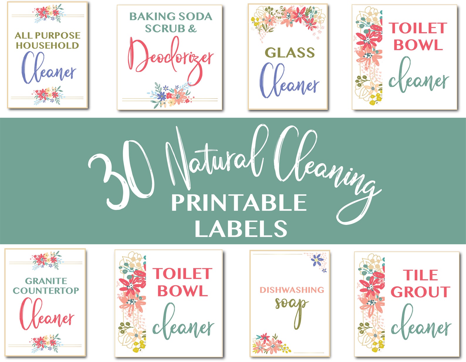 88 Printable Labels Bundle for DIY Cleaning, Laundry & Beauty Products ...