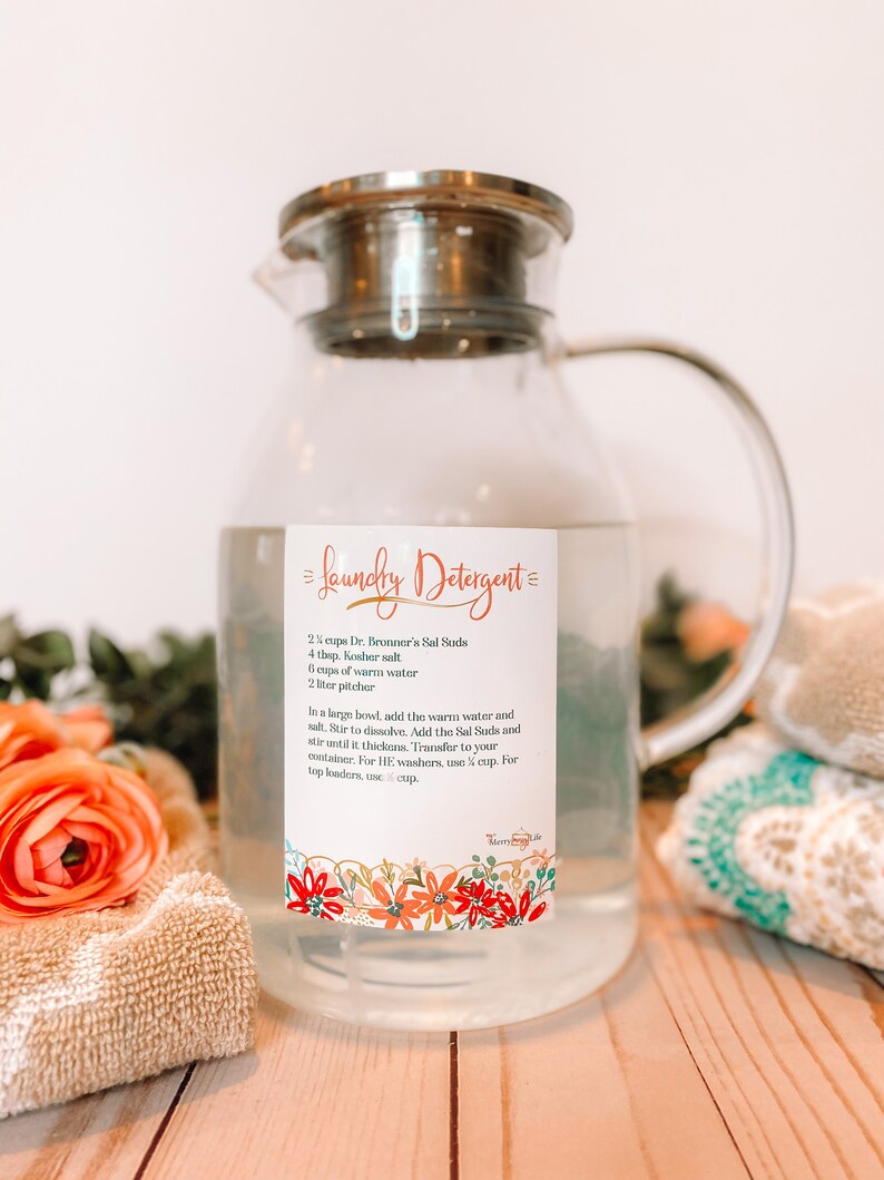 Natural Laundry Detergent Vinyl Recipe Sticker Bottle Label - Cleaning ...