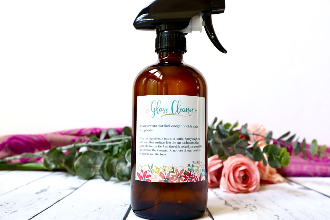 Natural Glass Cleaner Vinyl Sticker Bottle Label - Cleaning Label ...