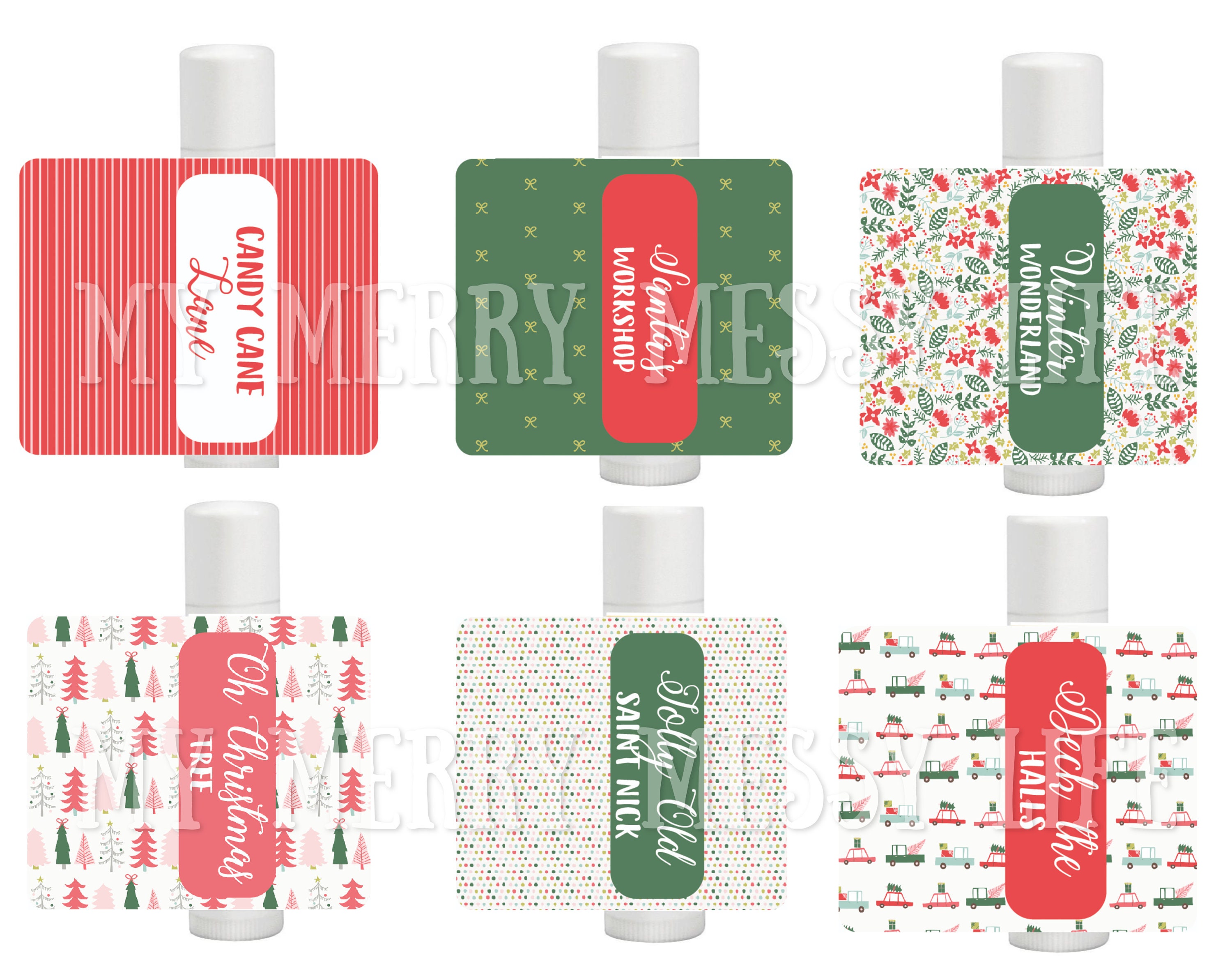 Holiday Lip Balm Printable Labels essential oil labels | Etsy