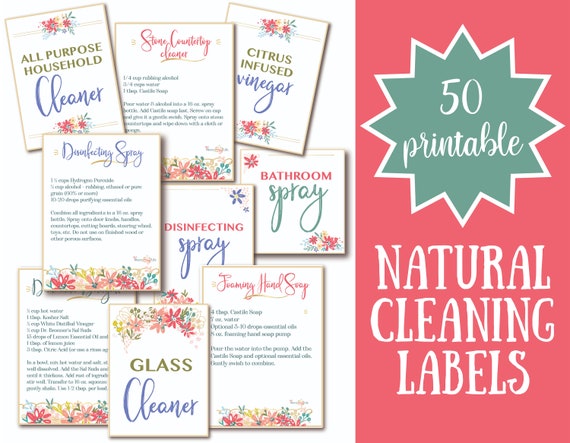 Natural Cleaning Recipe Labels Printable Cleaning Labels - Etsy
