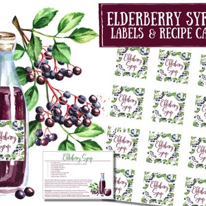 Elderberry Syrup Printable Labels & Recipe Cards - Essential Oil Roller ...