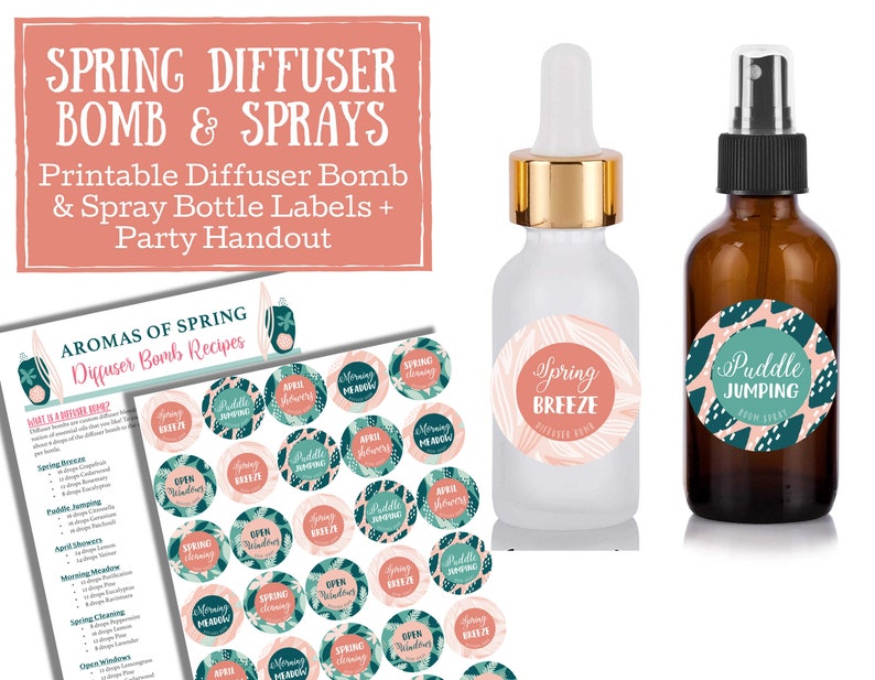 Spring Diffuser Bomb & Spray Bottle Room Spray Labels - Essential Oil ...