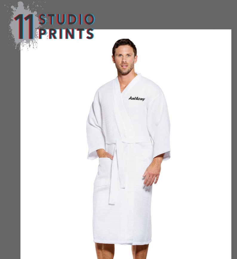 Personalized Men's Waffle Robe Custom Name Robe Groomsman Gift Best Man ...