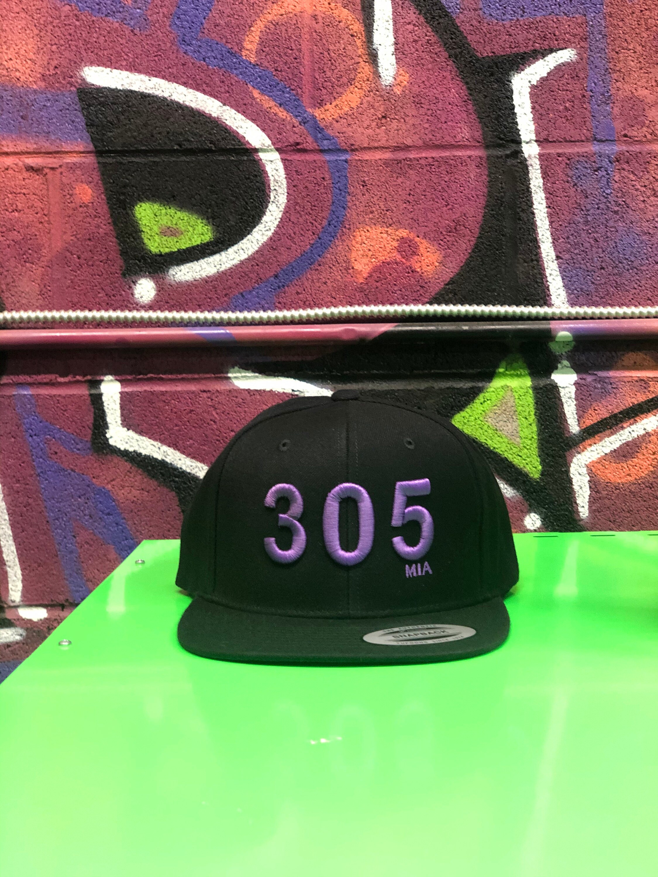 305 Miami Flat Bill Snapback Hat, 3D Puff Embroidery Streetstyle Hat - Etsy