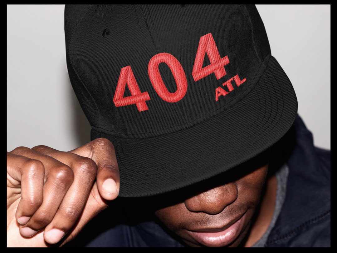 404 Atlanta, Black Hat With 3D Puff Embroidered in Red - Etsy
