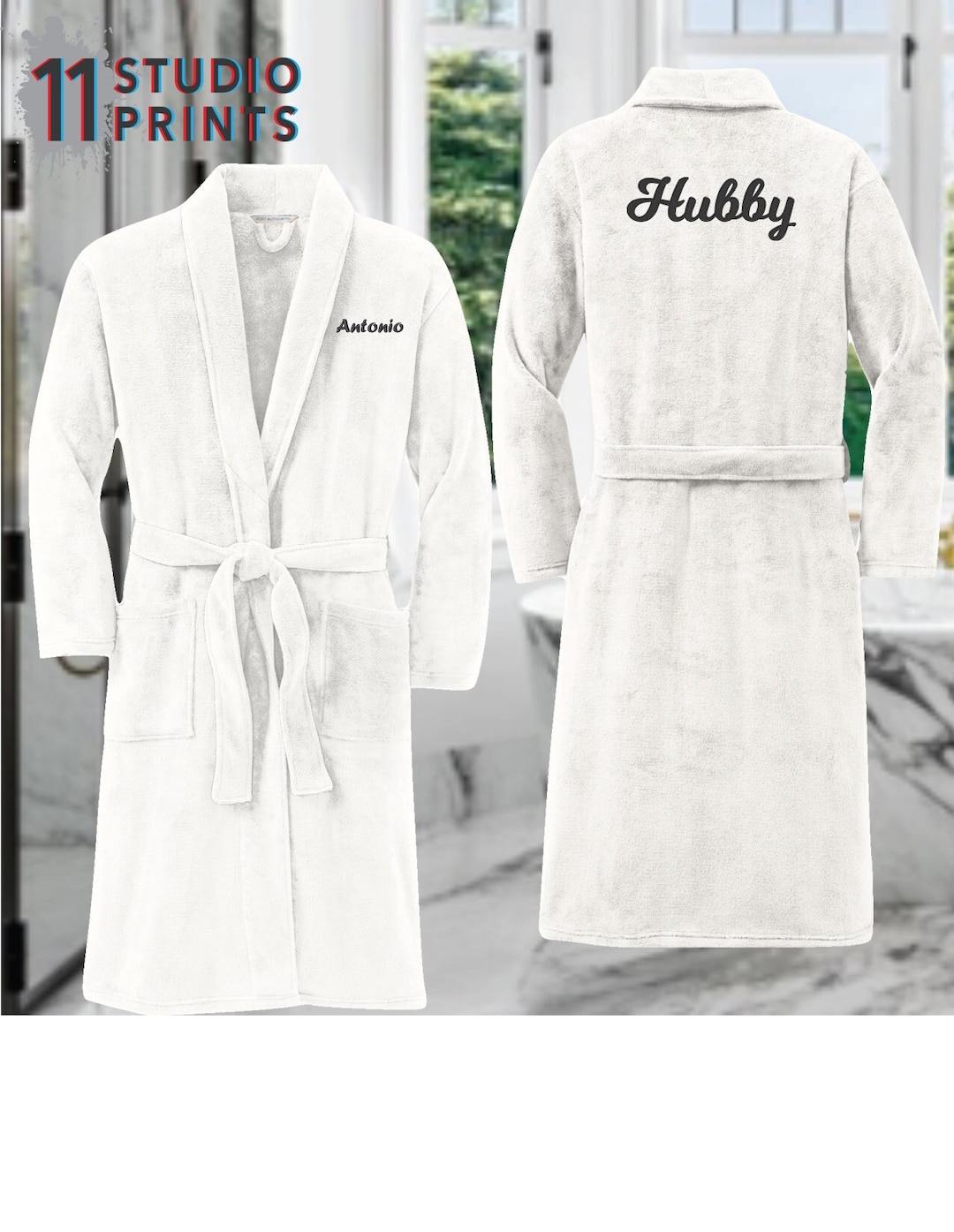 Hubby Custom Embroidered Robe, Personalized Name Robe, Embroidered ...