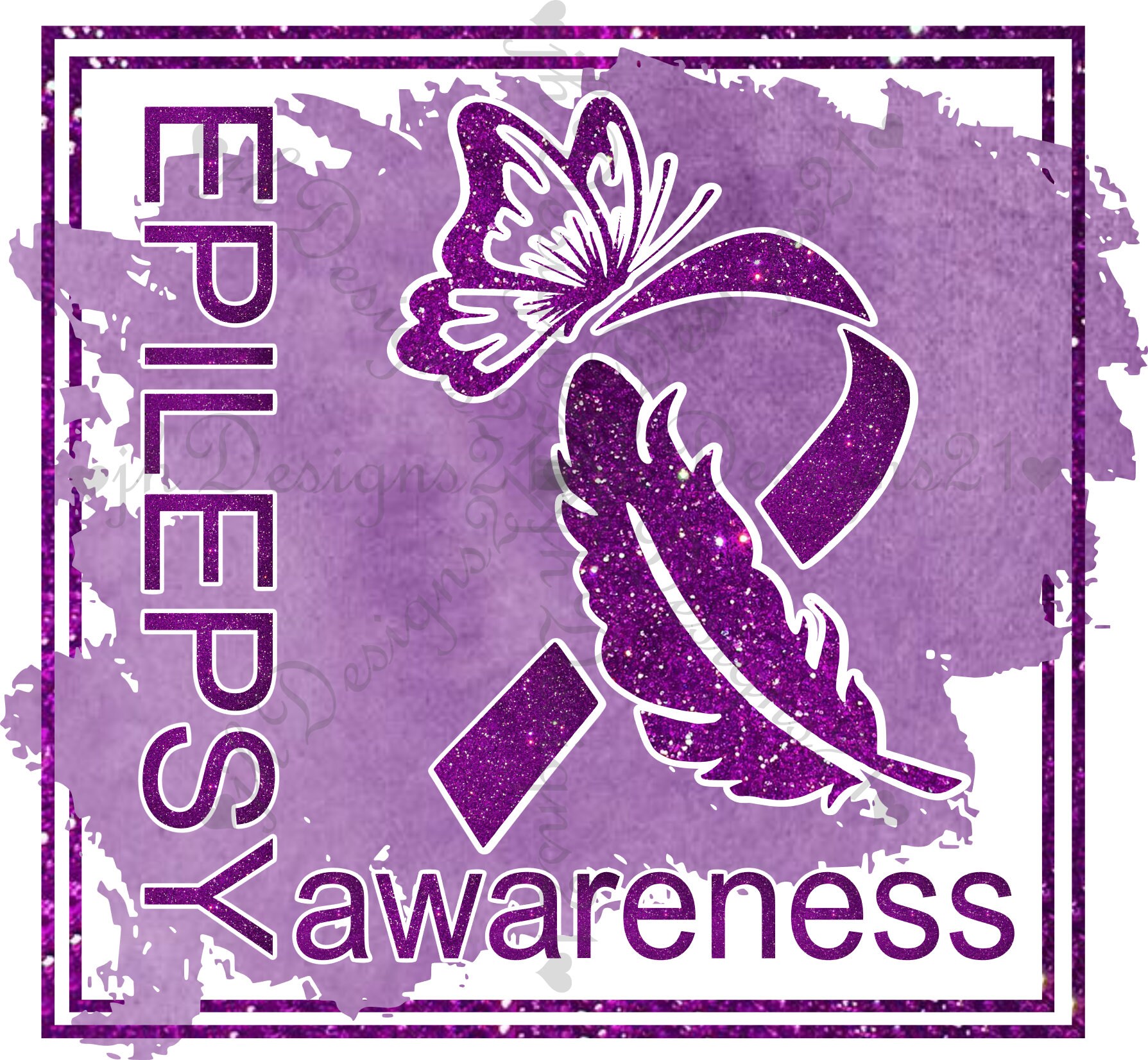 Epilepsy Awareness Feather Ribbon Drawing & Illustration Digital Art ...