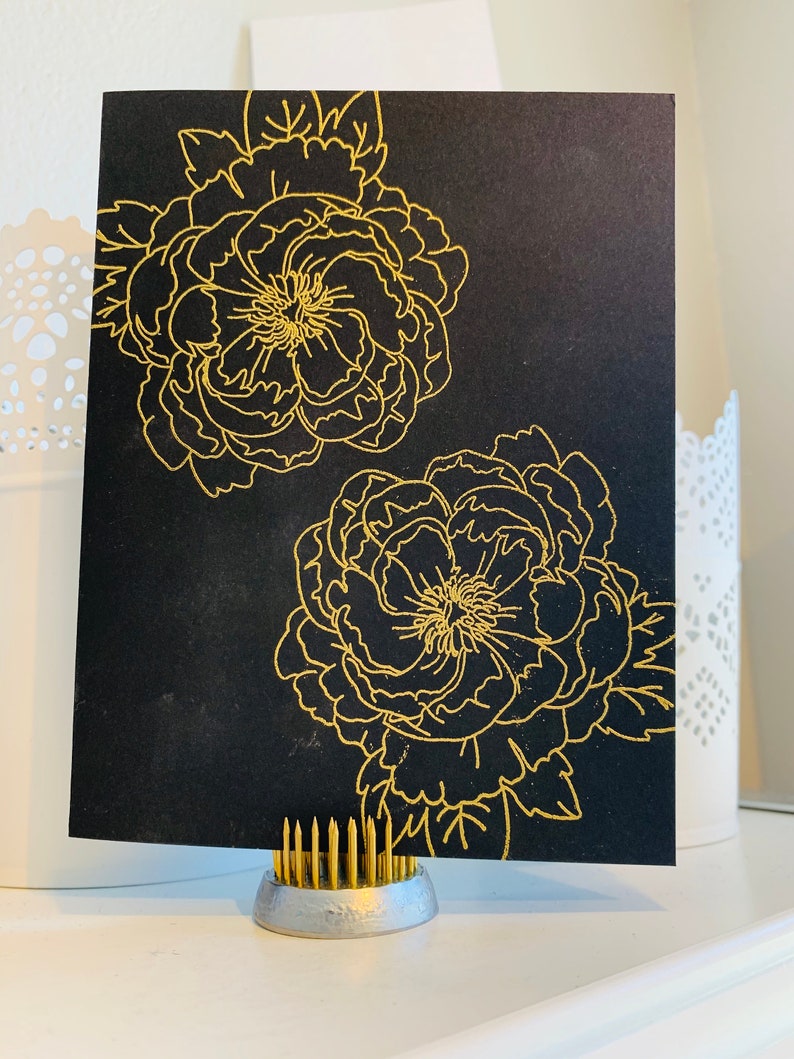 Gold Embossed Floral Greeting Card, Handmade Just Because Cards, Blank ...