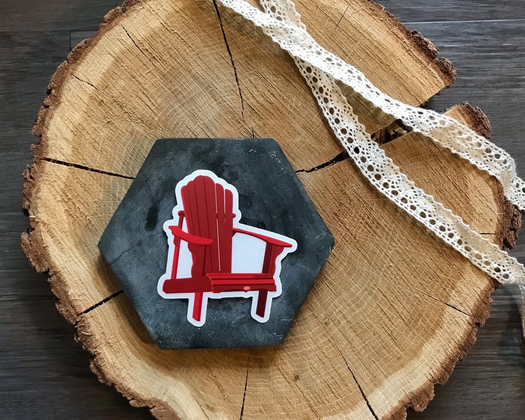 Red Adirondack Chair, Transparent Vinyl Sticker | Waterproof Vinyl ...