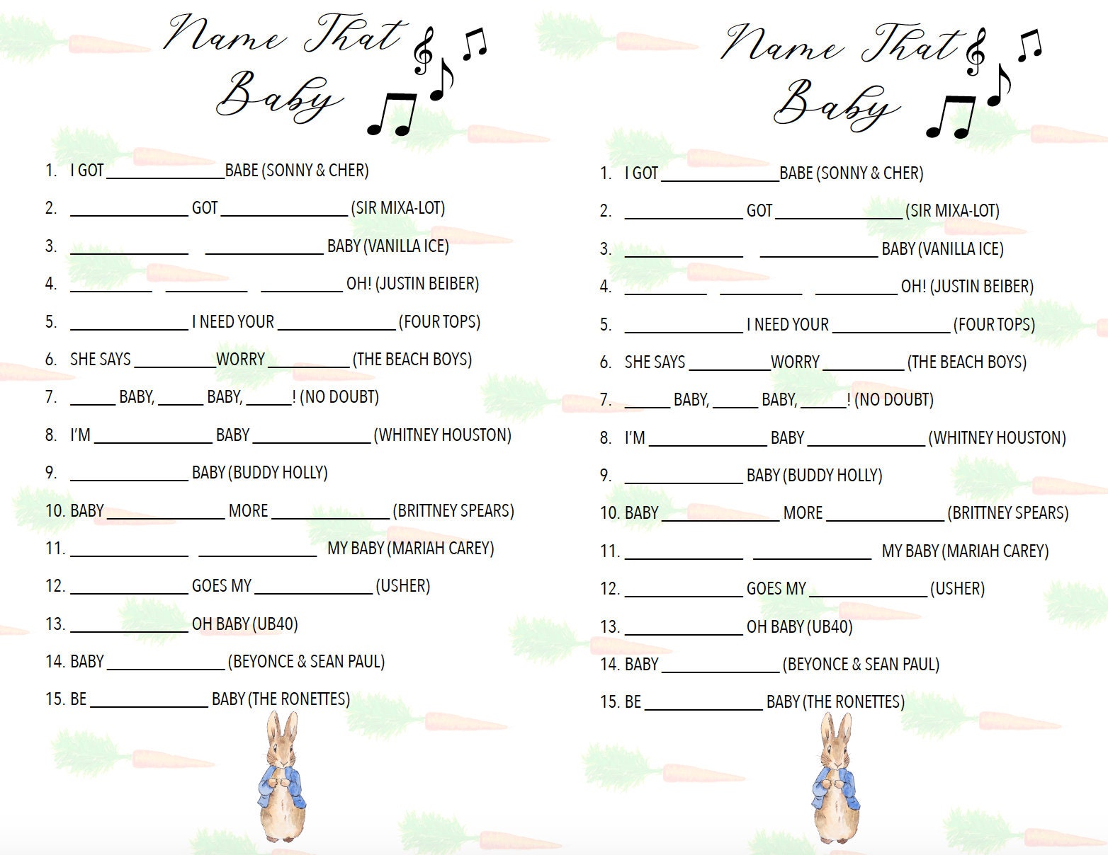 Peter Rabbit Baby Shower Games - Etsy