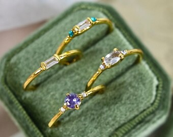 Gemstone Ring Set | Etsy