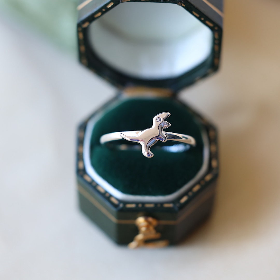 Silver Dinosaur Ring, Creative Design Ring, Cute Figure Ring, Animal ...