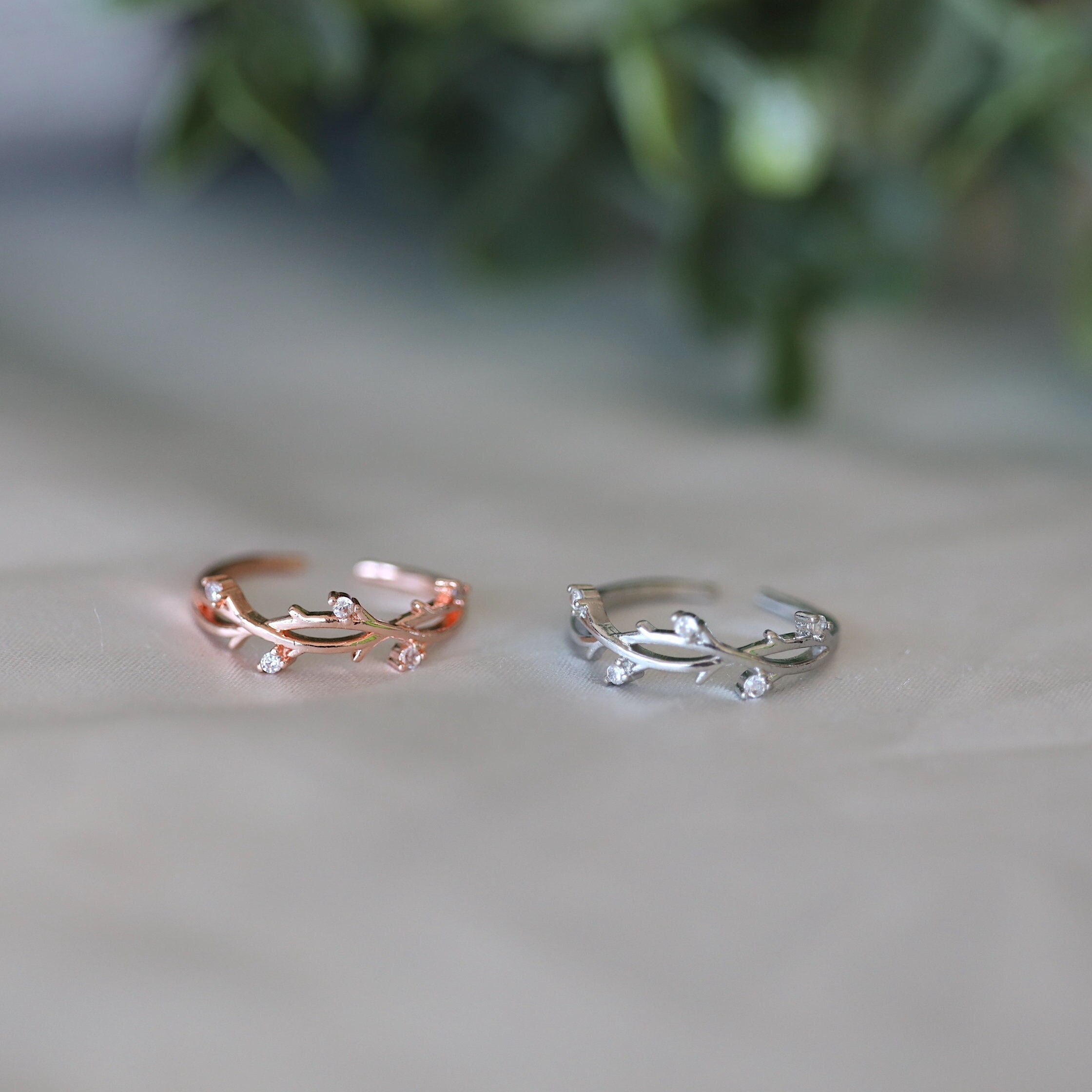 Friendship Rings Set TRENDY Silver Leaf Ring Rose Gold - Etsy