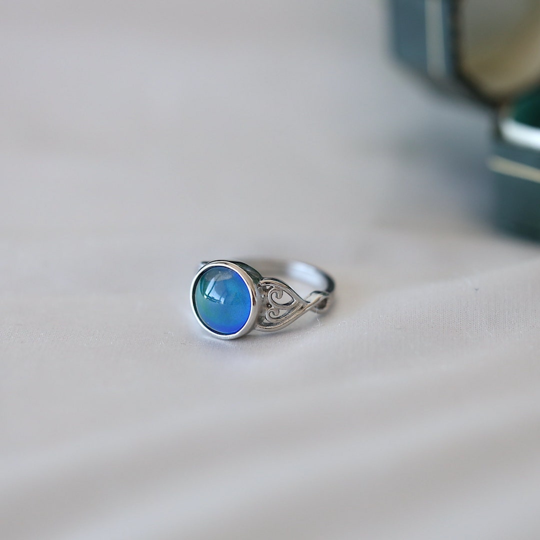 Color Change Ring, Mood Ring, Emotion Ring, Round Gem Ring, Colorful ...