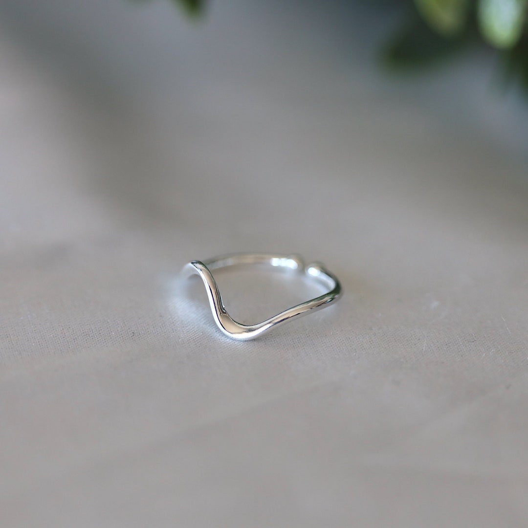 Simple Curve Band Ring, Thin Curve Silver Ring, Irregular Silver Ring ...