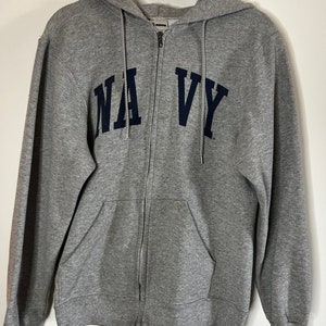 Vintage NAVY Zip up Hoodie Sweatshirt - Etsy