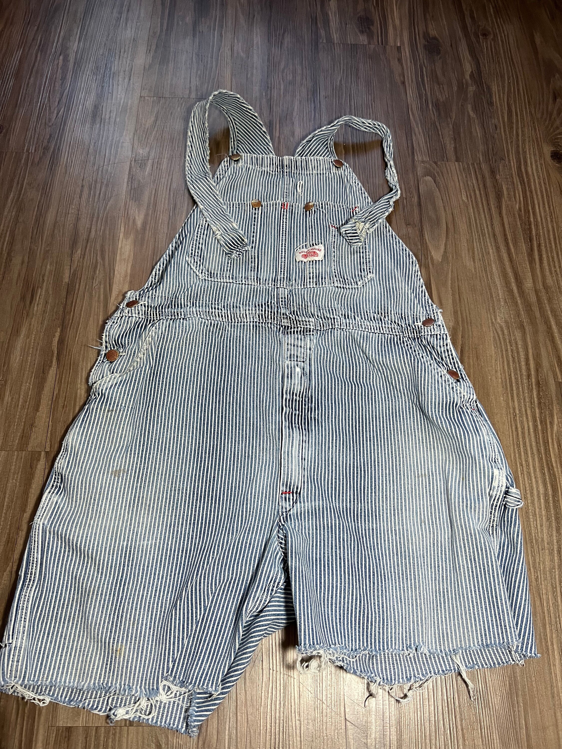 Vintage Striped Round House Brand Cut off Overalls - Etsy