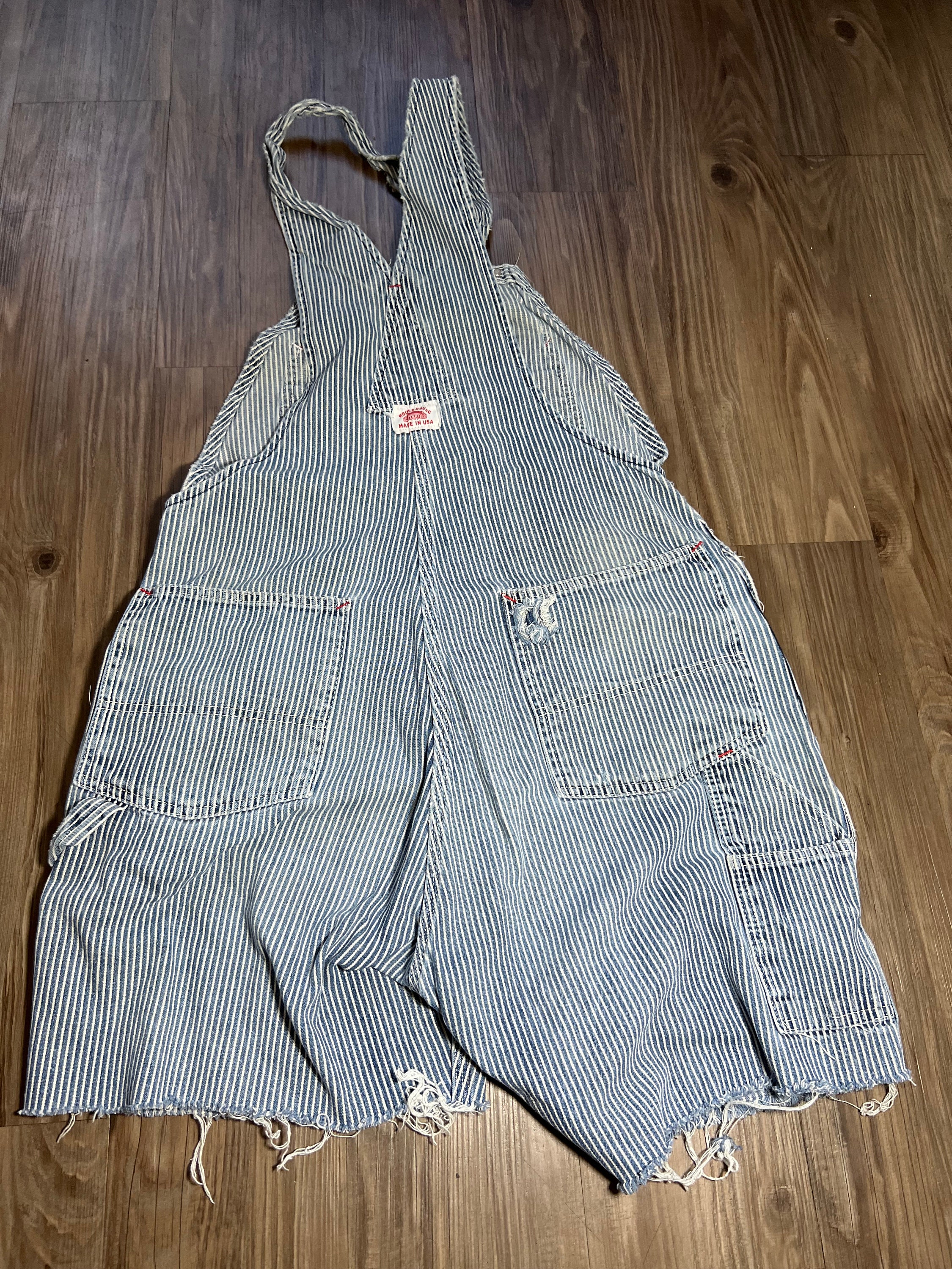 Vintage Striped Round House Brand Cut off Overalls - Etsy