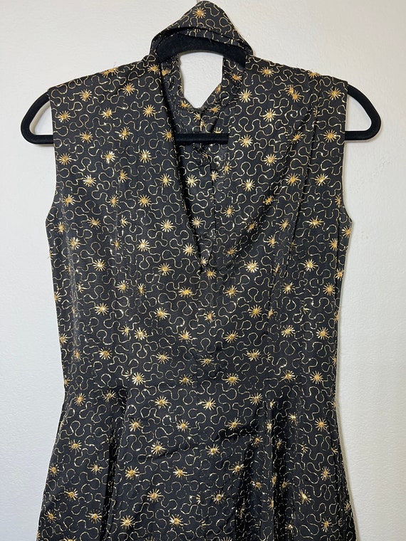 Vintage 1950's-1960's Gold Starburst Pattern Long Coc… - Gem