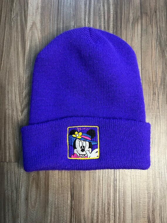 Vintage Purple Minnie Mouse Embroidered Beanie - Gem