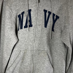 Vintage NAVY Zip up Hoodie Sweatshirt - Etsy