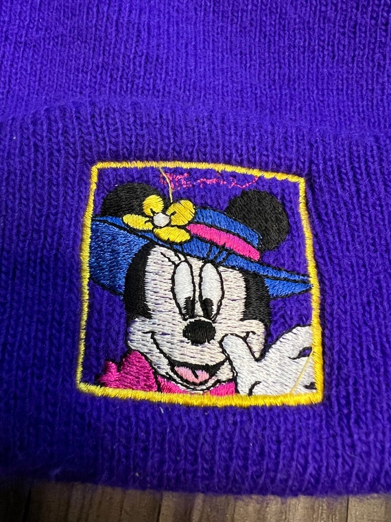 Vintage Purple Minnie Mouse Embroidered Beanie - Gem