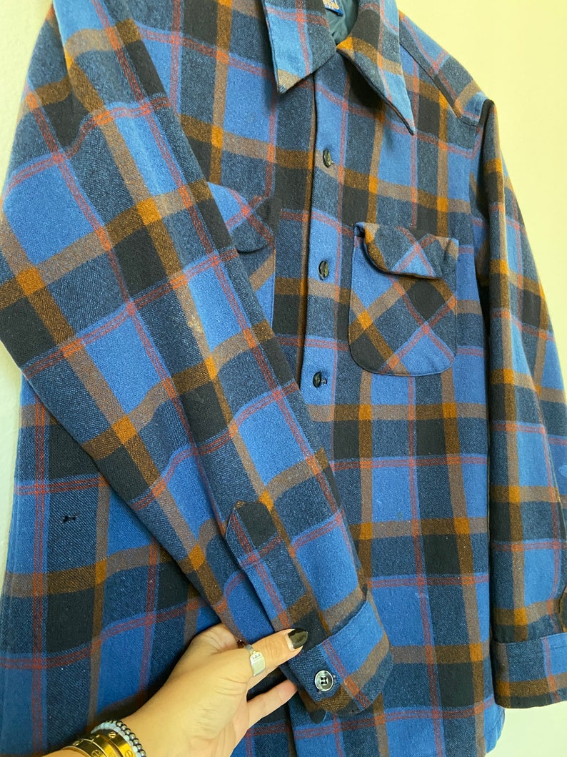 Vintage Blue Pendleton Classic Plaid Button Up Chemise en - Etsy France
