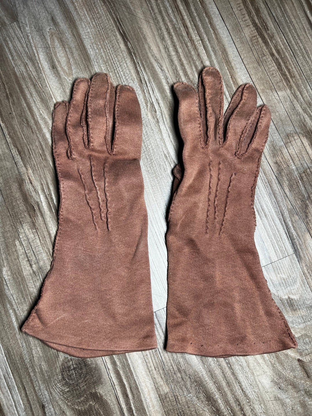Vintage Short Brown Gauntlet Style Gloves - Etsy