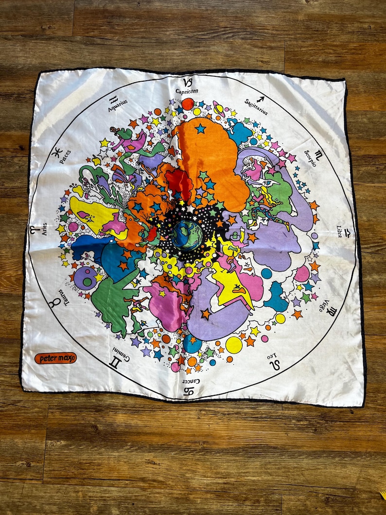 Vintage 1960's Peter Max Zodiac Pop Art Horoscope Scarf - Etsy