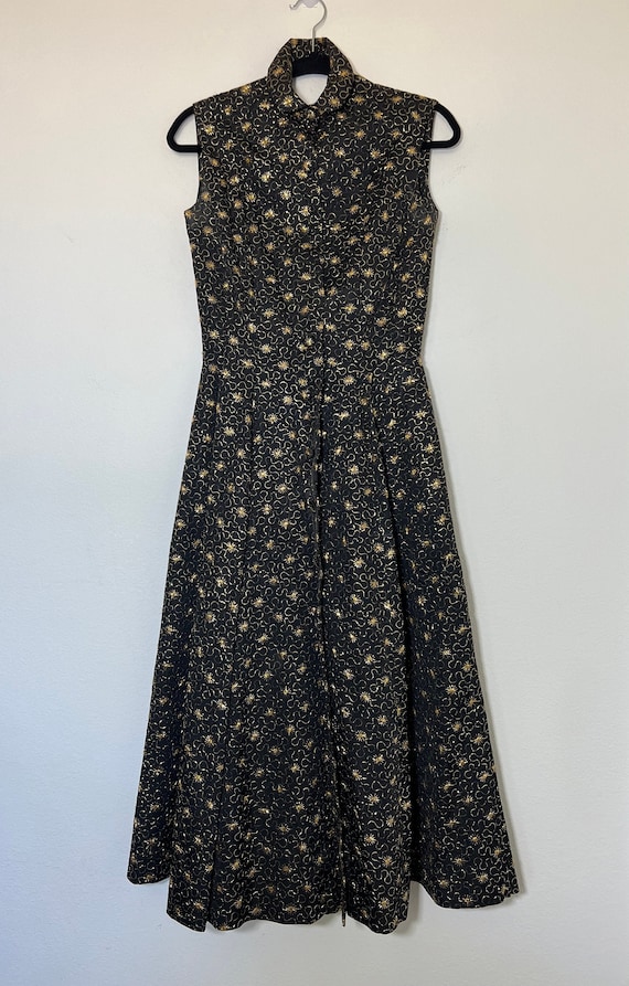 Vintage 1950's-1960's Gold Starburst Pattern Long Coc… - Gem