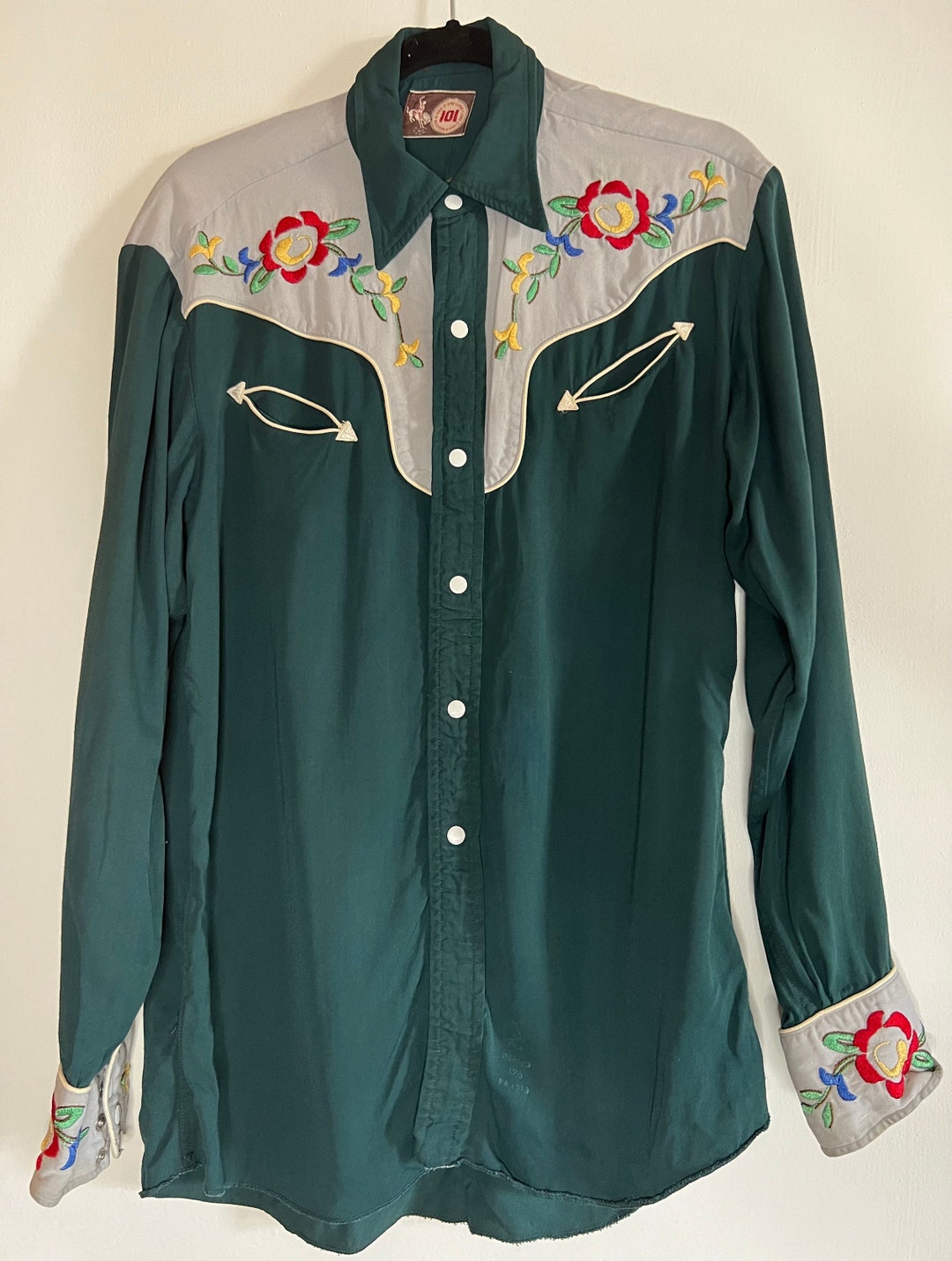 Vintage One O One 101 Western Green Pearl Snap Button up Shirt - Etsy