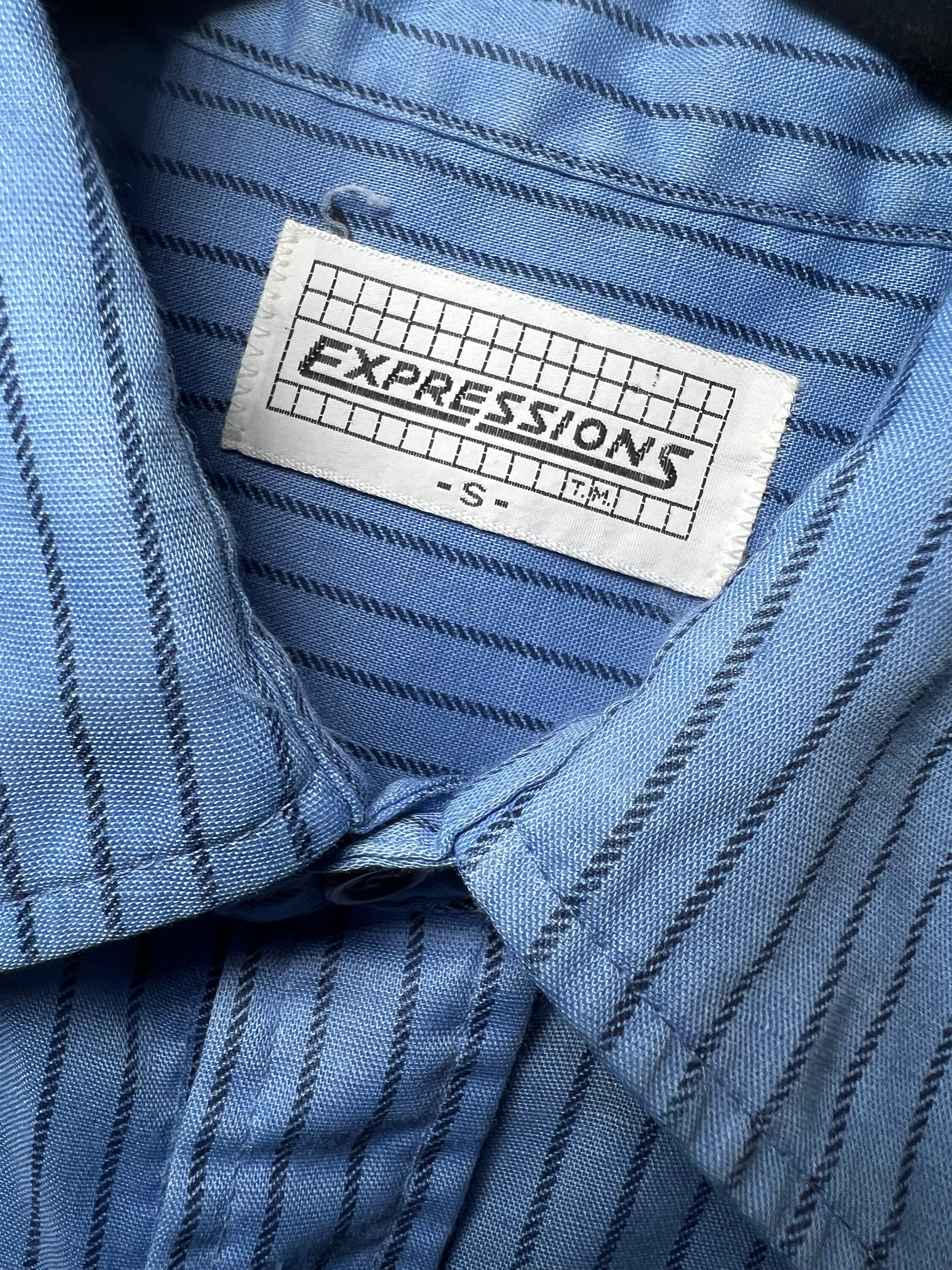 Vintage Blue Stripped Expressions Button up Shirt - Etsy
