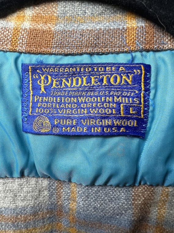 Vintage 1960's-1970's Pendleton Wool Grey/ Rust Plaid… - Gem