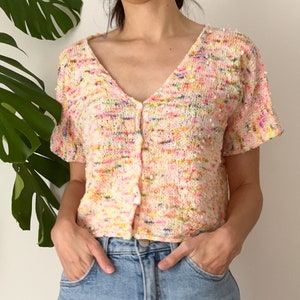 Boxy V Neck Knitting Pattern Top Down Knitting Summer Knit Top Pattern ...