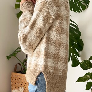 Gingham Jumper Sweater Knitting Pattern Colourwork Knit Jumper Pattern ...