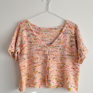 Boxy V Neck Knitting Pattern Top Down Knitting Summer Knit Top Pattern ...