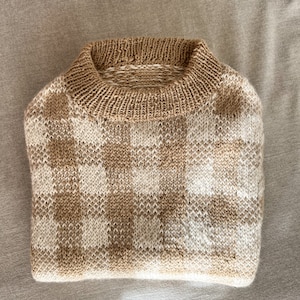 Gingham Jumper Sweater Knitting Pattern Colourwork Knit Jumper Pattern ...