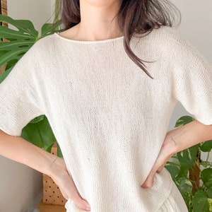 Boxy V Neck Knitting Pattern Top Down Knitting Summer Knit Top Pattern ...