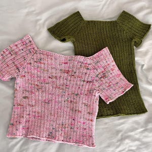 The Lost off Shoulder Knitting Pattern Summer Top Knit Rib Handmade ...