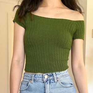 The Lost off Shoulder Knitting Pattern Summer Top Knit Rib Handmade ...