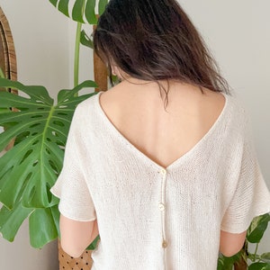 Boxy V Neck Knitting Pattern Top Down Knitting Summer Knit Top Pattern ...