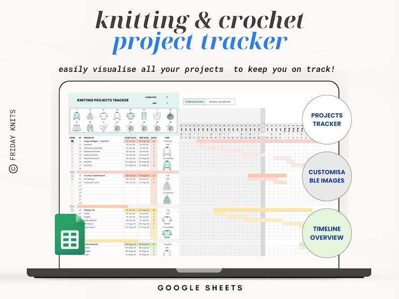Knitting and Crochet Project Tracker Google Spreadsheet Crafting ...