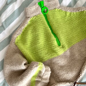 Colour Blockade Knit up Zip up Knitting Pattern Winter Sweater Snow ...