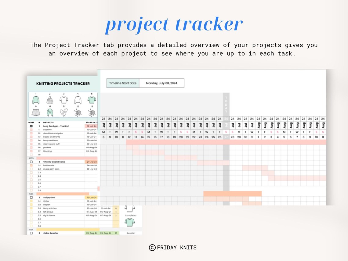 Knitting and Crochet Project Tracker Google Spreadsheet Crafting ...