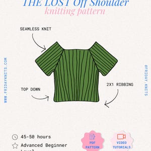 The Lost off Shoulder Knitting Pattern Summer Top Knit Rib Handmade ...