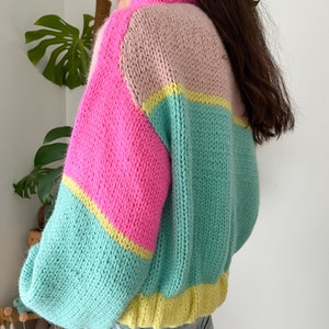 Colour Blockade Knit up Zip up Knitting Pattern Winter Sweater Snow ...
