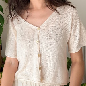 Boxy V Neck Knitting Pattern Top Down Knitting Summer Knit Top Pattern ...