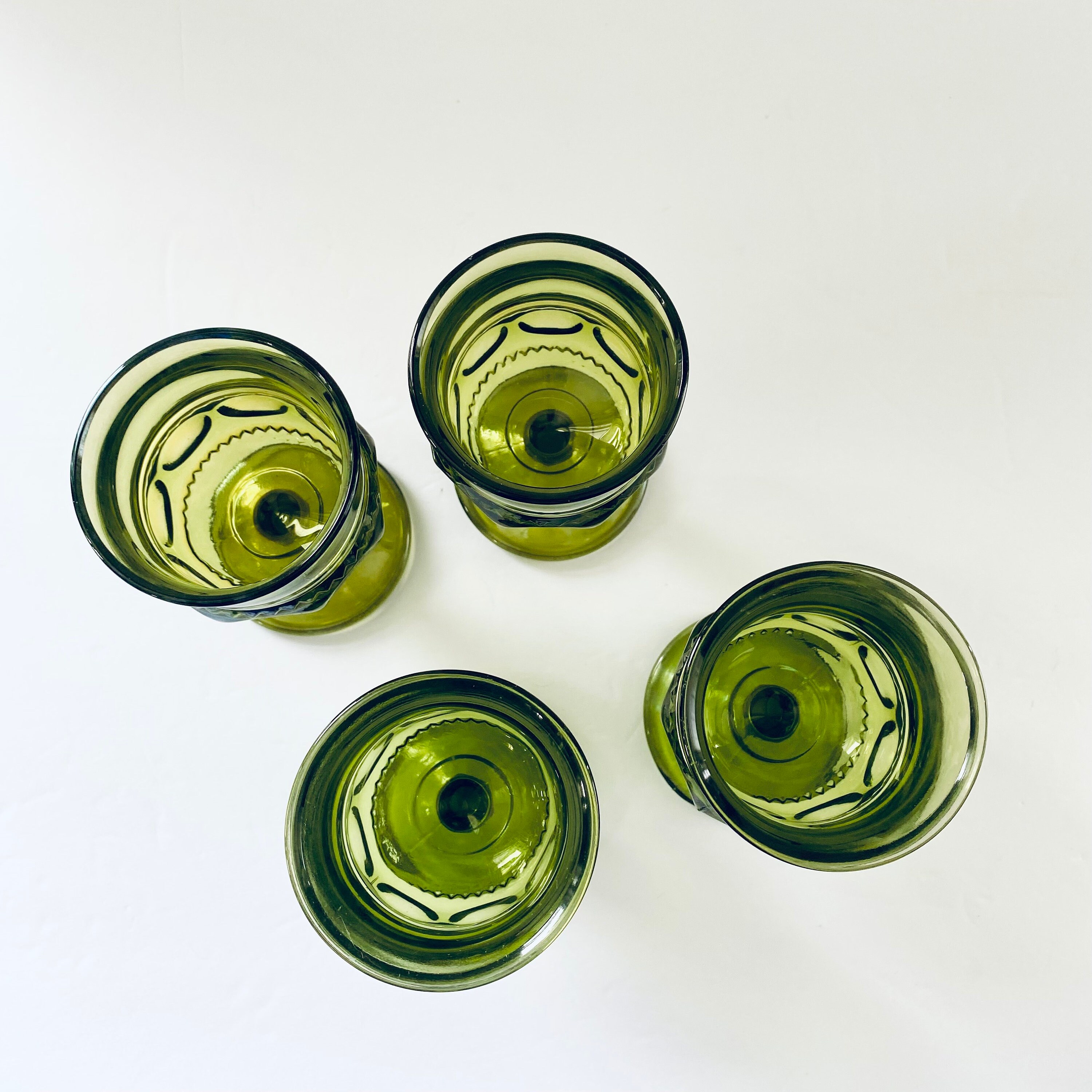Vintage King’s Crown Green Thumbprint Goblets Set of 4 - Etsy